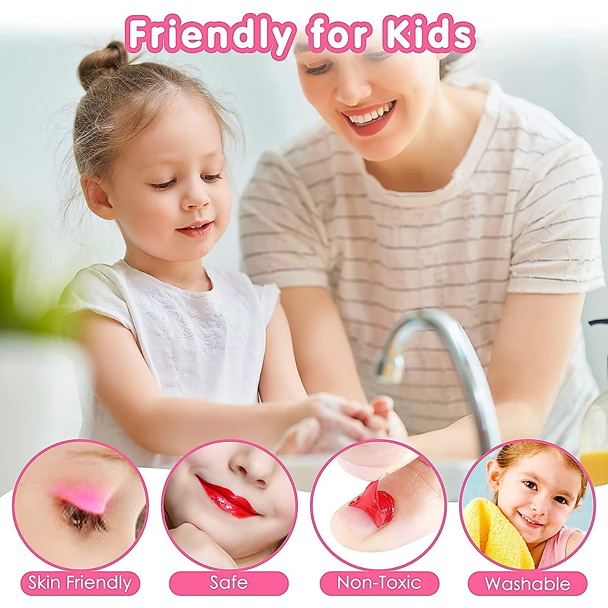 Kids Makeup Kit for Girls, Washable Makeup Set Toy, 23PCS Real Makeup Set, Safe & Non-Toxic Little Girls Makeup Kit Pretend Makeup for Kids Girls Toddlers Age 3 4 5 6 7 8 9 10 11 12 Year Old