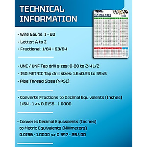 Useful Magnets Tap Drill Recommendations Chart | Decimals Equivalents Flexible Magnetic Drill Poster | Fractional & Metric Sizes Wall Art Hanging for CNC Shop | Garage, Toolbox, Green Poster 11" x 17"