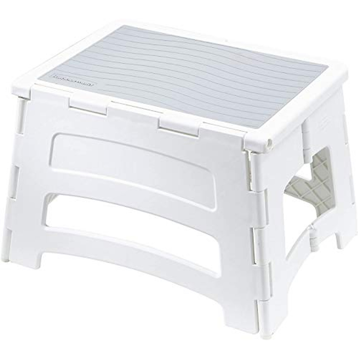 Rubbermaid RM-PL1W Folding 1-Step Plastic Stool, 300-pound Capacity, White