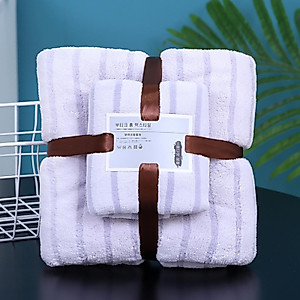 Scceatti Bath Towels Set of 2 Oversized Luxury Ultra Soft Bathroom Towel Sets Quick Dry Absorbent Thick Plush Coral Fleece Shower Towels Sheets for Bathroom Adults Women Gifts 24x55In/14x30In Purple
