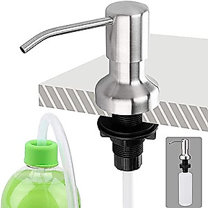 Sink Soap Dispenser for Kitchen Sink Extension Tube Kit, Stainless Steel, 39 Inches Tube Connects Directly to Soap Bottle, No More Refills, Dish Soap and Hand Soap Lotion, Countertop (Brushed Nickel)