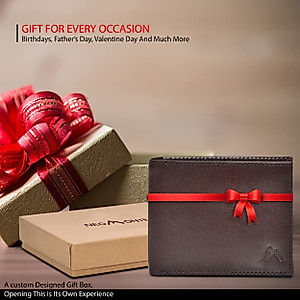 NeoMonte Genuine Leather Minimalist Wallet with RFID protection 9 Credit Card and 2 ID Slots, Sleek Bifold Wallet for Men