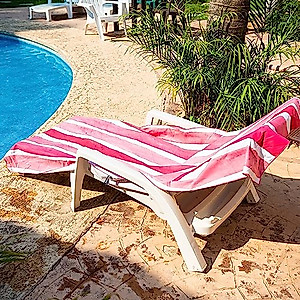 Elite Trend XL Beach Towel for Travel – Extra Large 78x35 Inch w/Bag – Lightweight Microfiber, Compact, Soft, Quick Dry, Sand Free – for Swimming, Pool, Camping, Yoga, Workout – Pink Stripes