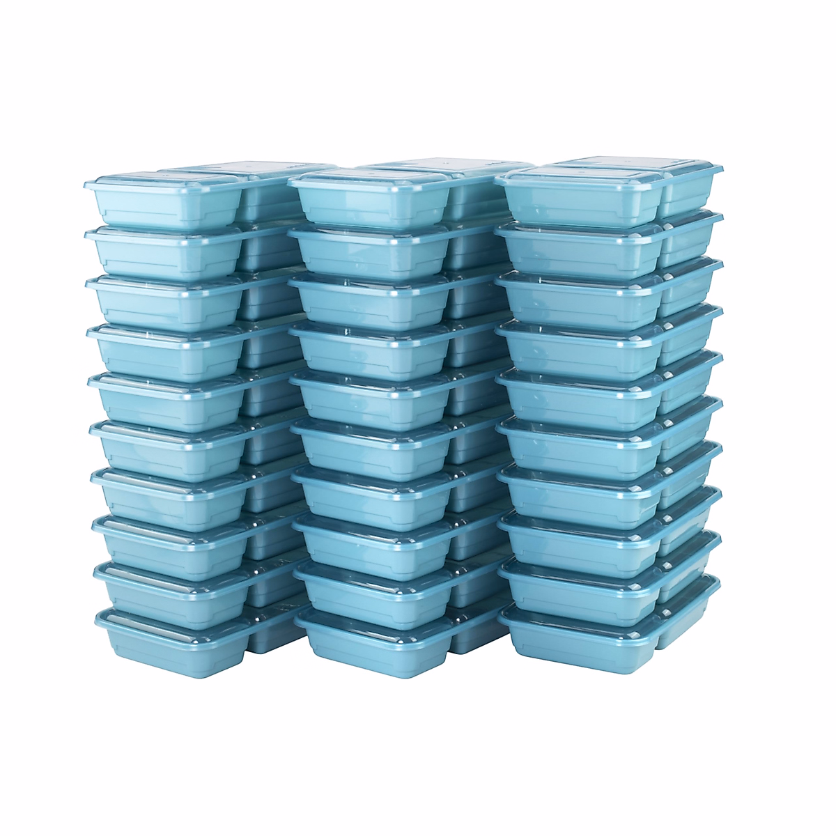 GoodCook Meal Prep Rectangle Two Compartment 60-Piece, Teal, Made without BPA