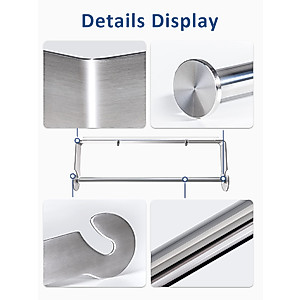 JARLINK Paper Towel Holder with Adhesive Under Cabinet, Removable Stainless Steel for Home Kitchen, Easy Tear and Wall Mounted, No Drilling, Silver