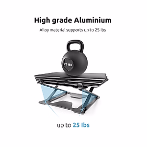 2023 Laptop Stand – Lightweight & Durable Metal Design - Aluminum Foldable Portable Computer Stand - Ergonomic Laptop Holder - Multi-Angle Notebook Riser – for All Laptops 11-17” (Space Grey)