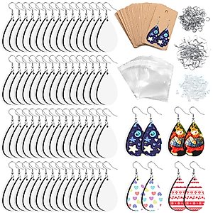 ZOCONE 60 Pcs Sublimation Earrings Blank Bulk, Sublimation Printing Earrings Unfinished Rectangular Heat Transfer Earring Pendant with Earring Hooks Cardboard Bags for Women DIY Earring (Teardrop)