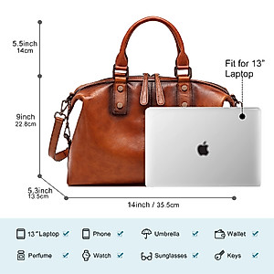 Women Genuine Leather Handbags vintage purses Top Handle Satchel and tote Crossbody Shoulder bags (Vintage Brown)