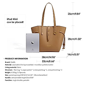 Cnoles Women Purse And Handbags for Women Tote Shoulder Crossbody Satchel Hobo Bags Purse Designer Handbags Genuine Leather Brown