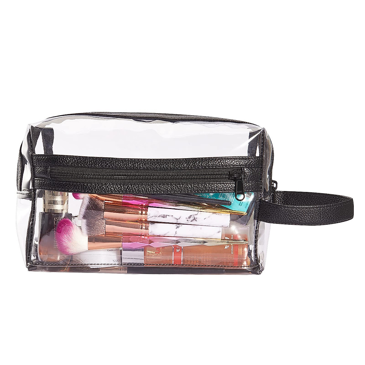 HAOGUAGUA Heavy Duty Clear Travel Toiletry Makeup Bags Transparent Shaving Bag Water Resistant Cosmetic Bag Organizer Pouch with Zipper and Handle