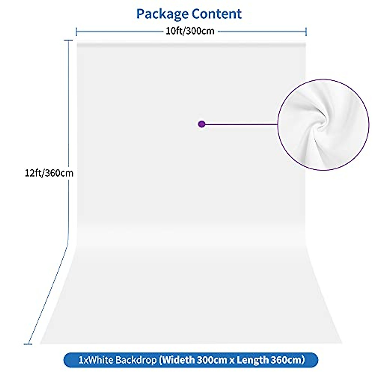 Hemmotop White Backdrop Background 10 x 12 ft White Backdrop Screen for Photography,Seamless White Photography Backdrop Background for Photo Video Studio