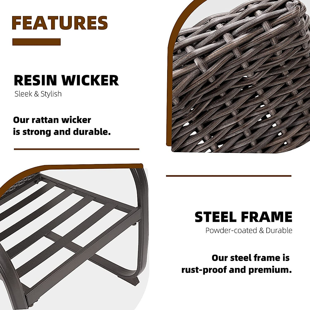 Grand patio 6 Piece Outdoor Wicker Dining Chairs, Spring Patio Furniture Dining Chairs Set of 6 with Cushions for Garden Pool Backyard Lawn, Beige