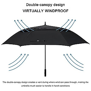 G4Free 72 Inch Huge Large Oversize Golf Umbrella Automatic Open Double Canopy Vented Windproof Stick Umbrellas, 6 Ft Heavy Duty Outdoor Doorman Umbrella Family Umbrella(Black)