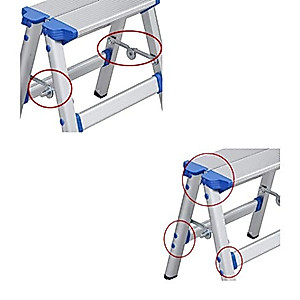 PENGJIE Folding Ladder Step Stool Ladder Stool 2 Step Folding Aluminum Heavy Duty Steel Portable Anti Slip Mat Tread Compact 150 Kg Capacity