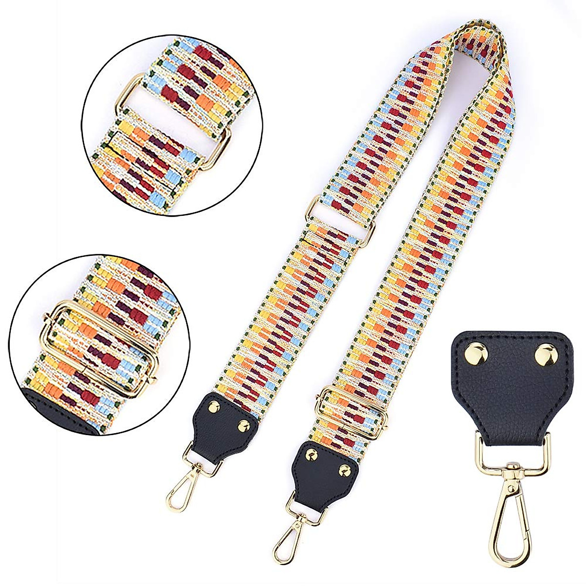 LIFEMATE Wide Bag/Purse Strap Replacement Crossbody Shoulder For Women Adjustable Jacquard Woven Cotton Guitar Strap Banjo Strap Style (Style 6)