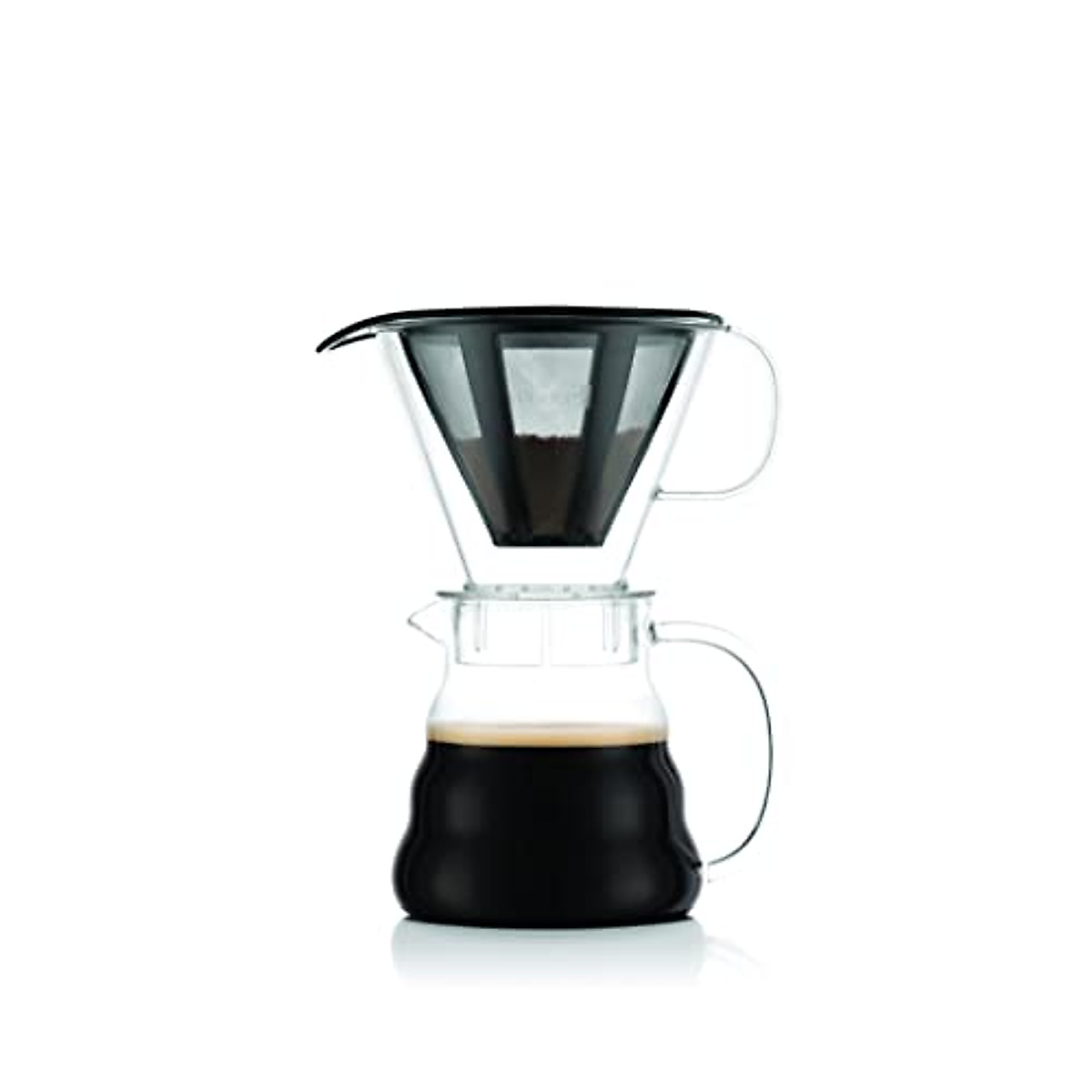 Bodum Melior Pour Over Borosilicate Glass Coffee Dripper with Carafe Lid and Stainless Steel Filter, 20 Ounce, Clear