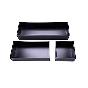 Sansnow Black Boxes Drawer Organizer Bamboo Organizer Boxes Set of 3 Black