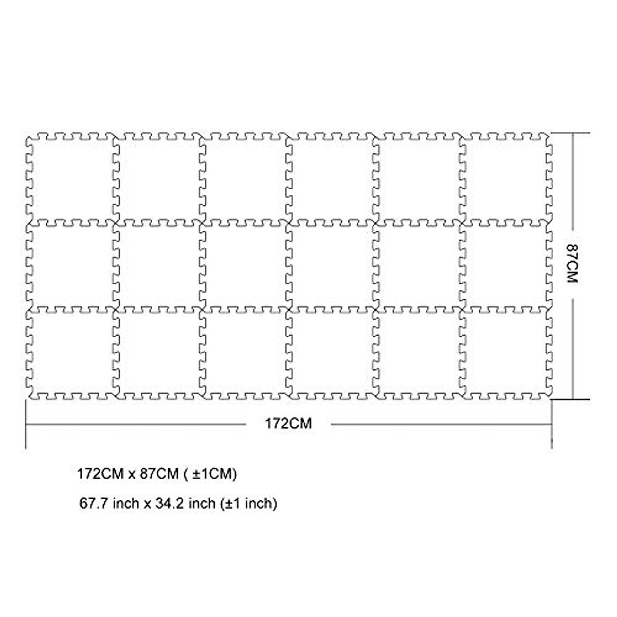 YIMINYUER® 18 Tiles (30cm×30cm×1cm Each Tile) Baby Soft Puzzle Play Mats, Kids Thick EVA Foam Floor, Toddlers & Children's Soft Interlocking Mat R01G301018