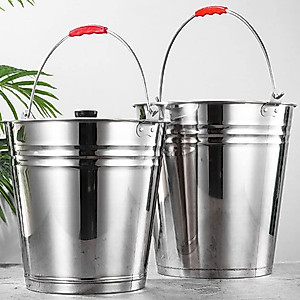 GANAZONO Metal Ash Bucket Ash Bucket with Lid Galvanized Iron Ash Bucket Coal Storage Bucket BBQ Charcoal Holder for Fire Pit, Wood Burning Stove Galvanized Bucket