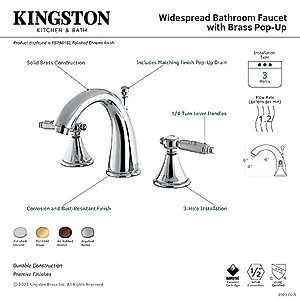 Kingston Brass FS7985GL Georgian Widespread Lavatory Faucet with Brass Pop-Up, 5-1/2-Inch, Oil Rubbed Bronze