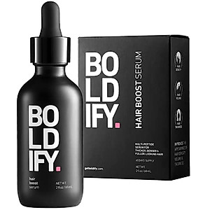 BOLDIFY Hair Growth Serum, Contains 30 Natural Hair Boosters + 4 Clinically Proven Peptides, Hair Serum for Hair Growth, All Natural Scalp Treatment, Hair Growth Oil for Women & Men, Lightweight Non-Greasy Serum for All Hair Types - 2 oz.