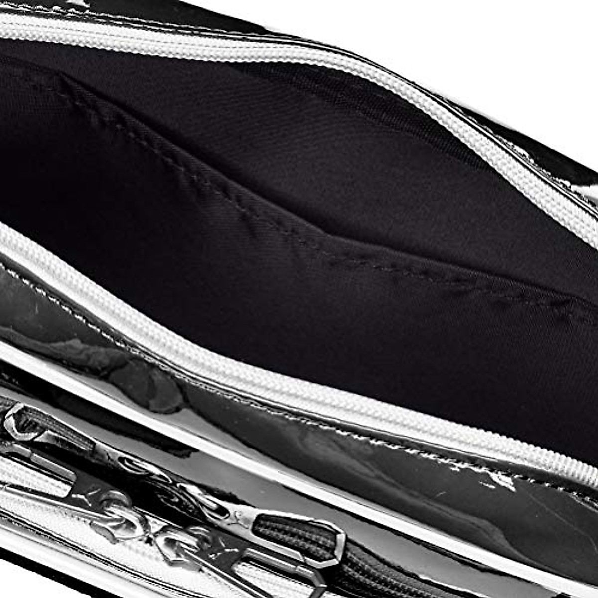 PUMA J20072 ECLA Horizontal Enamel Mini Shoulder Bag, Ella Enamel Mini Shoulder Bag, Horizontal Type, Black White