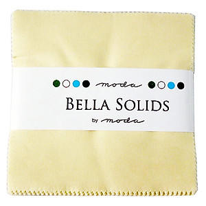 Moda Basics Bella Solids Snow 9900-11 Charm Pack, Set of 42 5-inch (12.7cm) Precut Cotton Fabric Squares