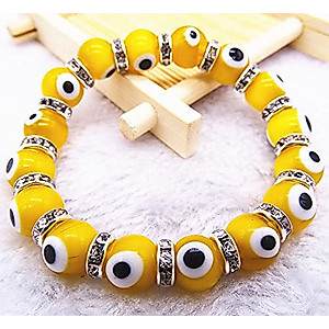 Pingyongchang Evil Eye Bracelet Charm Beaded Crystal Bracelets Jewelry Boho Protection Stretch Bracelets for Women Womens Strand Jewelry GREEN