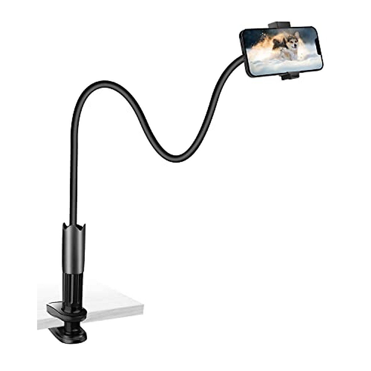 Gooseneck Phone Holder for Bed / Desk, Flexible Phone Holder with 360 Adjustable Clamp Clip, Overhead Phone Mount, for Cookie Decorating, Recording or Watching Video TikTok Blog Crafting Drawing