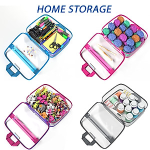 Clear Toiletry Bag - PVC Makeup Bag - Large Transparent Cosmetic Travel Case - See Through Packing Cube with Handle - Clear Bag with Zipper - Plastic Storage Pouch for Women
