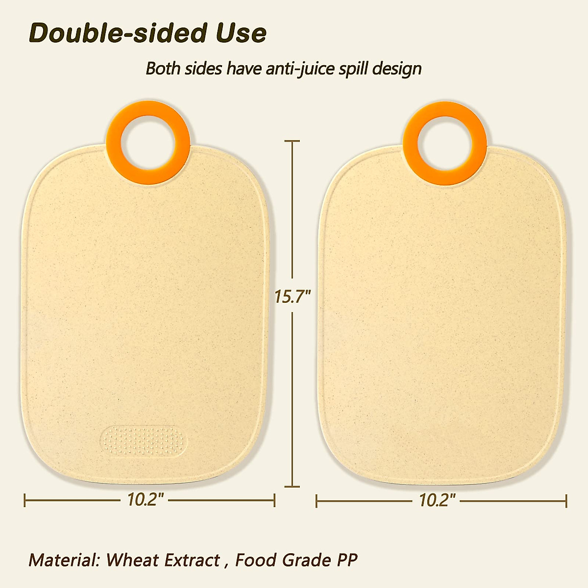 Holymood Cutting Board for Kitchen, Chopping Board with Juice Grooves, Dishwasher Safe, Cute Wheat Straw Non-Porous Cutting Boards , Easy-Grip Handle, Non-slip, Grinding Area