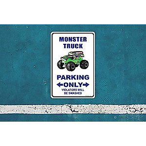 ZYPENG Metal Street Sign Monster Truck Parking Only Violators Will Be Smashed Decor Tin Signs 8 x 12 inches