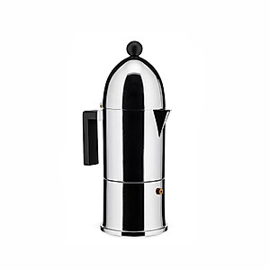 Alessi A9095/6 B La Cupola 6-Cup Silver Aluminum Espresso Maker With Black Handle