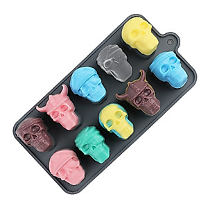 Skull Silicone Candy Mold for Hard Candy, Chocolates, Crayon, Jelly, Fondant, Jello,Whiskey Ice Cube Mold, Halloween Party Decoration, Pack of 2