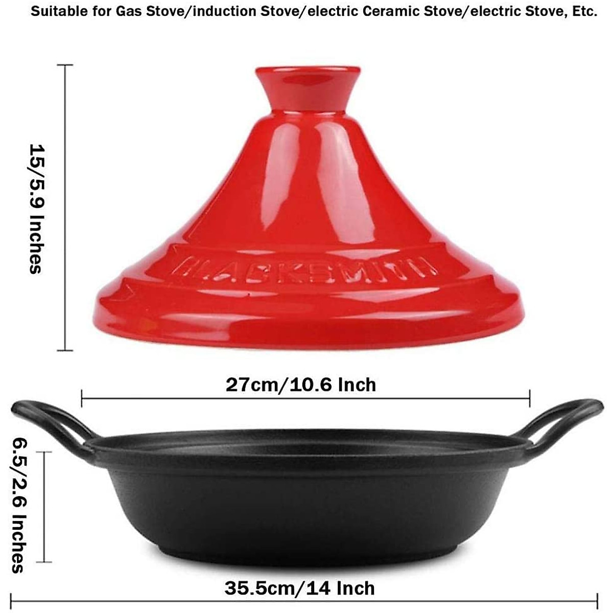 27cm High Gloss Enamel Moroccan Tagine Pot Easy To Clean Casserole Enameled Cast Iron Pot For 2-4 People 22.5.26