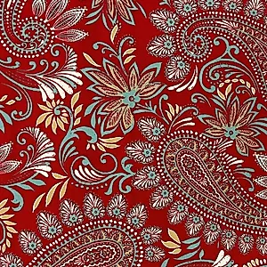 RSH Decor: Tufted U-Shape Wicker Seat Cushions Set of 2 | 19” x 19” | All-Weather Spun Fabric | Water-Resistant | Outdoor Chair Cushions for Patio Furniture | Eastman Berry Red Paisley