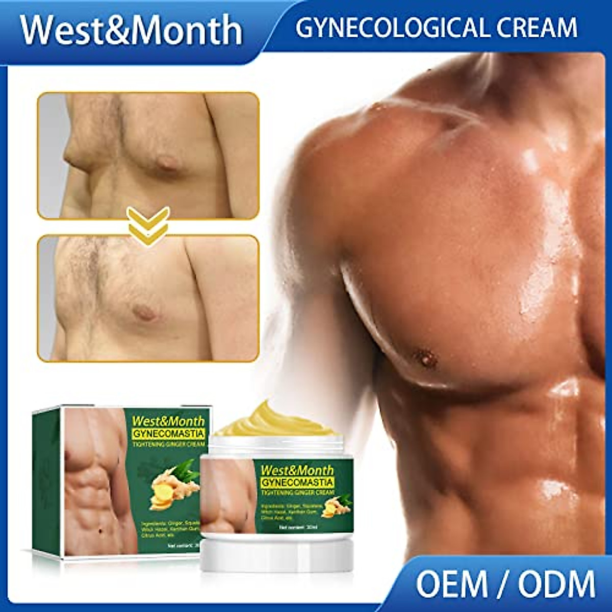 Yuege 3PC SoliPac Gynecomastia Tightening Ginger Cream, Gynecomastia Firming Ginger Cream