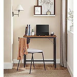 VASAGLE 31.5-Inch Computer Writing Desk, Home Office Small Study Workstation, Industrial Style PC Laptop Table, Steel Frame, Rustic Brown + Black