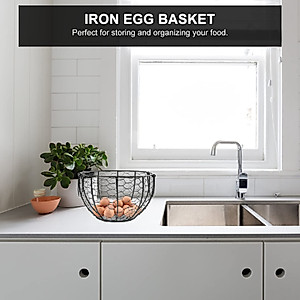 Wire Chicken Egg Holder Hen Egg Holder Wire Egg Holder Round Metal Wire Egg Basket Wire Gathering Basket Country Vintage Style Storage Basket Egg Wire Basket Eggs Egg Basket Storage