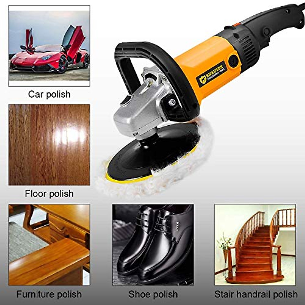 Goplus Electric Car Polisher Variable 6-Speed Rotary Polisher 7" Buffer Sander w/Bonnet Pad, 10Amp, 600-3,100RPM