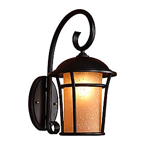 PEHUB Outdoor Waterproof Glass Wall Light Garden Balcony Retro Wall Lamp Indoor Outdoor Lighting Decorative Lamp E27 Lamp Holder Raindrop Glass Matt Black Wall Sconce Exterior Light Fixture