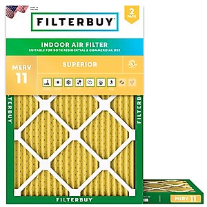 Filterbuy 20x21.5x1 Air Filter MERV 11 Allergen Defense (2-Pack), Pleated HVAC AC Furnace Air Filters Replacement (Actual Size: 19.88 x 21.50 x 0.75 Inches)