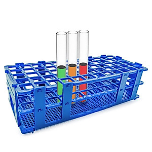 krngcwc 3 Packs Plastic Test Tube Rack, 60 Holes Lab Test Tube Rack Holder for 16mm Test Tubes, Blue, Detachable (60holes)