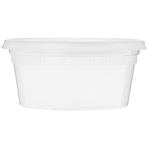 Asporto 12 Ounce To Go Boxes, 100 Microwavable Round Soup Containers - Clear Plastic Lids Included, Do Not Contain BPA, Clear Plastic Soup Containers, Disposable - Restaurantware