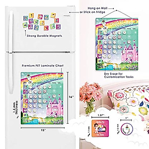 Unicorn Chart to Success| Magnetic Dry Erase| Daily Routine Responsibility Chore Chart for Kids| 80 Reward Tiles| 70 Tasks, Including Behavior and Self-Care| Fun Design for Girls| Raising a Star