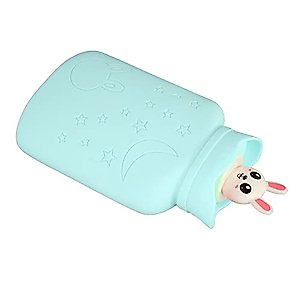 Silicone Hot Water Bottle, Beautiful Microwave Heating, Explosionproof, High Temperature Resistant, Hot Compress Hot Water Bottle (Blue)