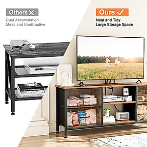 Lulive Dresser TV Stand, Wide Dressers & Chests of Drawers with Charging Station & 4 Drawers Storage for 50 inch TV, Media Console Sofa Table for Bedroom, Living Room (Rustic Brown)