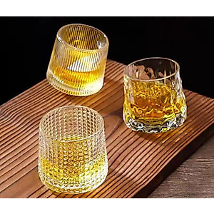 Spinning Whiskey Glasses,Whiskey Glass set,Crystal Whiskey Glass,Set Of 3 Whisky Glasses