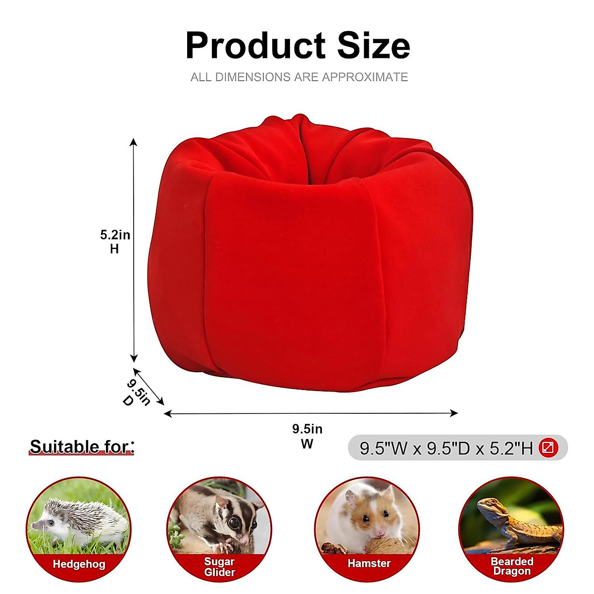 SEZDEKI Hedgehog Bed - Pet Bean Bag Bed Small Animal Chair Cozy Sack with Removable Cover Washable Calming Sleeping Cushion Cage Accessories for Hedgehog Sugar Glider Hamster Bearded Dragon