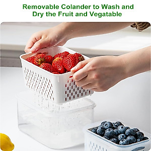 5 Pcs Fruit Storage Containers for Fridge, Berry Containers for Fridge with Lids, Airtight Fridge Organizer Bins with Vent Handle Lids, Keep Fruit, Vegetable, Meat Fresh Longer, Dishwasher Safe (5)